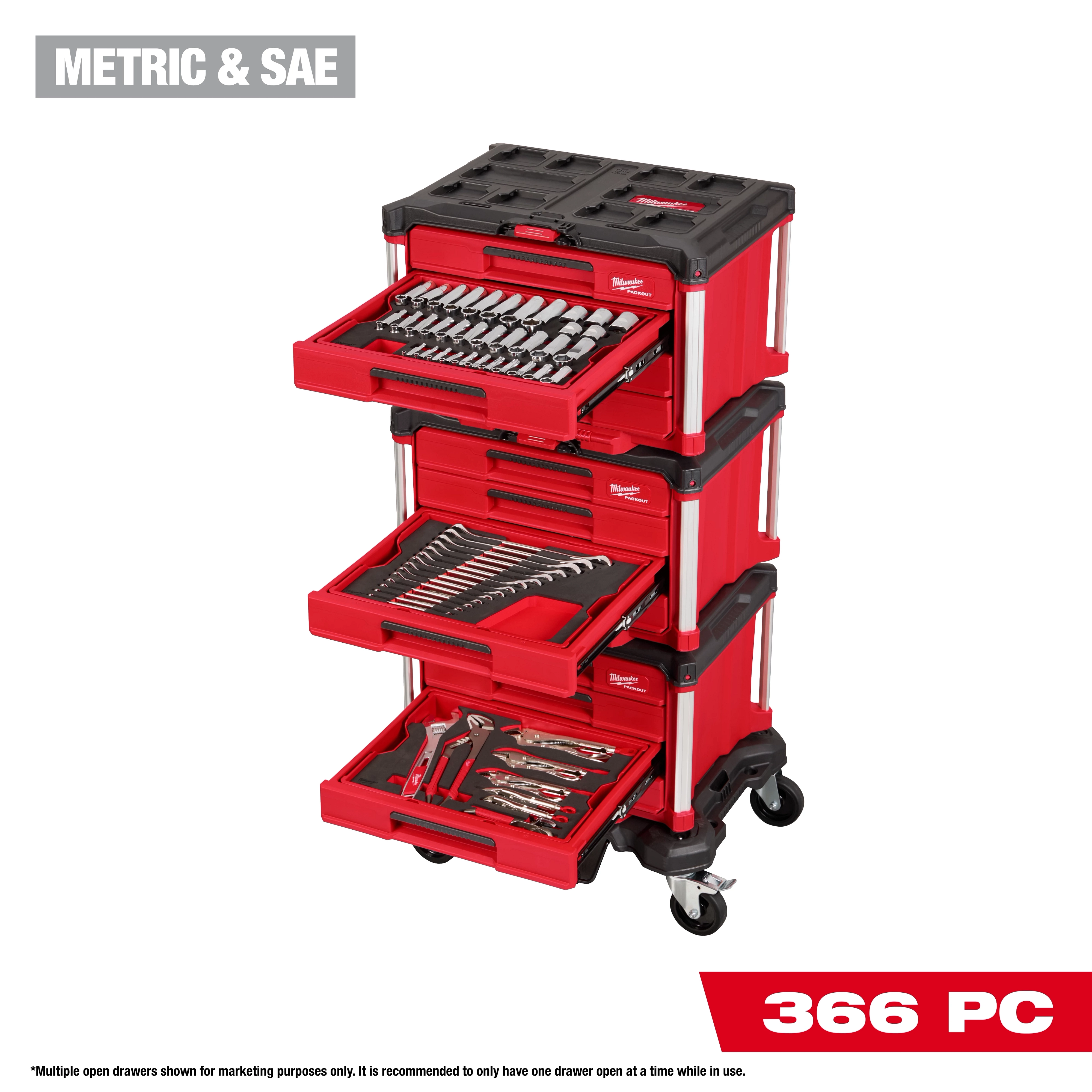 366pc. Master Mechanics Hand Tool Set with Drawers and Dolly| Milwaukee Tool