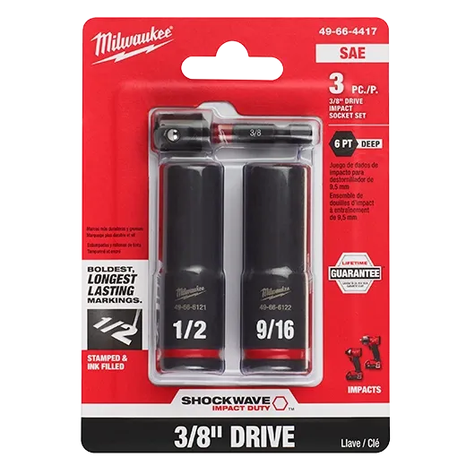 (3PC) 3/8" Drive SHOCKWAVE™ Impact Duty™ Socket Set | Milwaukee Tool