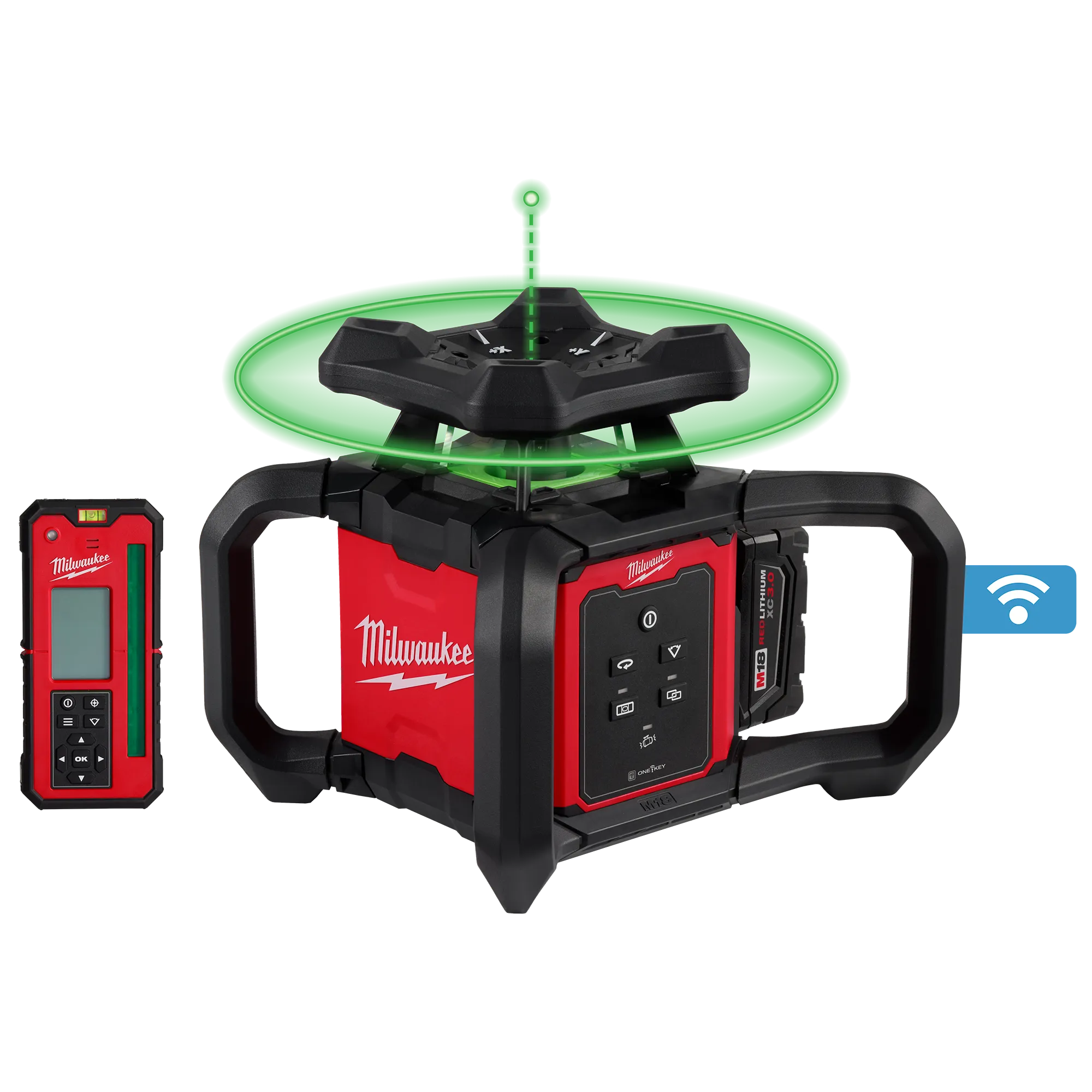 Kit de laser rotatif avec niveau intérieur vert M18MC avec télécommande ...